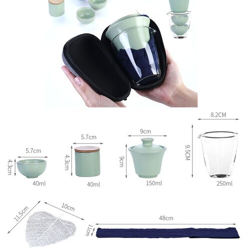 Travel Tea Set Portable Teapot Ceramic Gaiwan With 4 Cups | Etsy