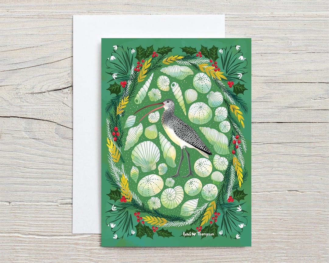 Curlew & Shells GREETING CARD - Etsy