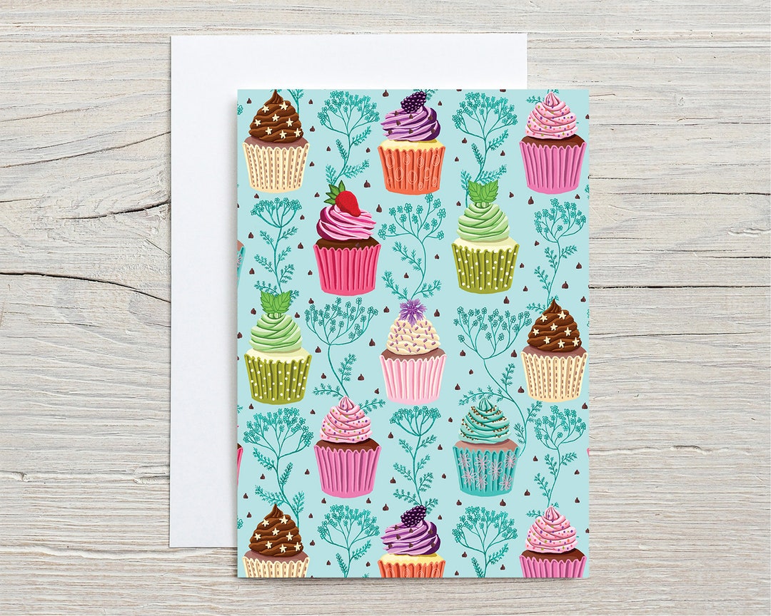 Cupcakes Birthday GREETING CARD - Etsy