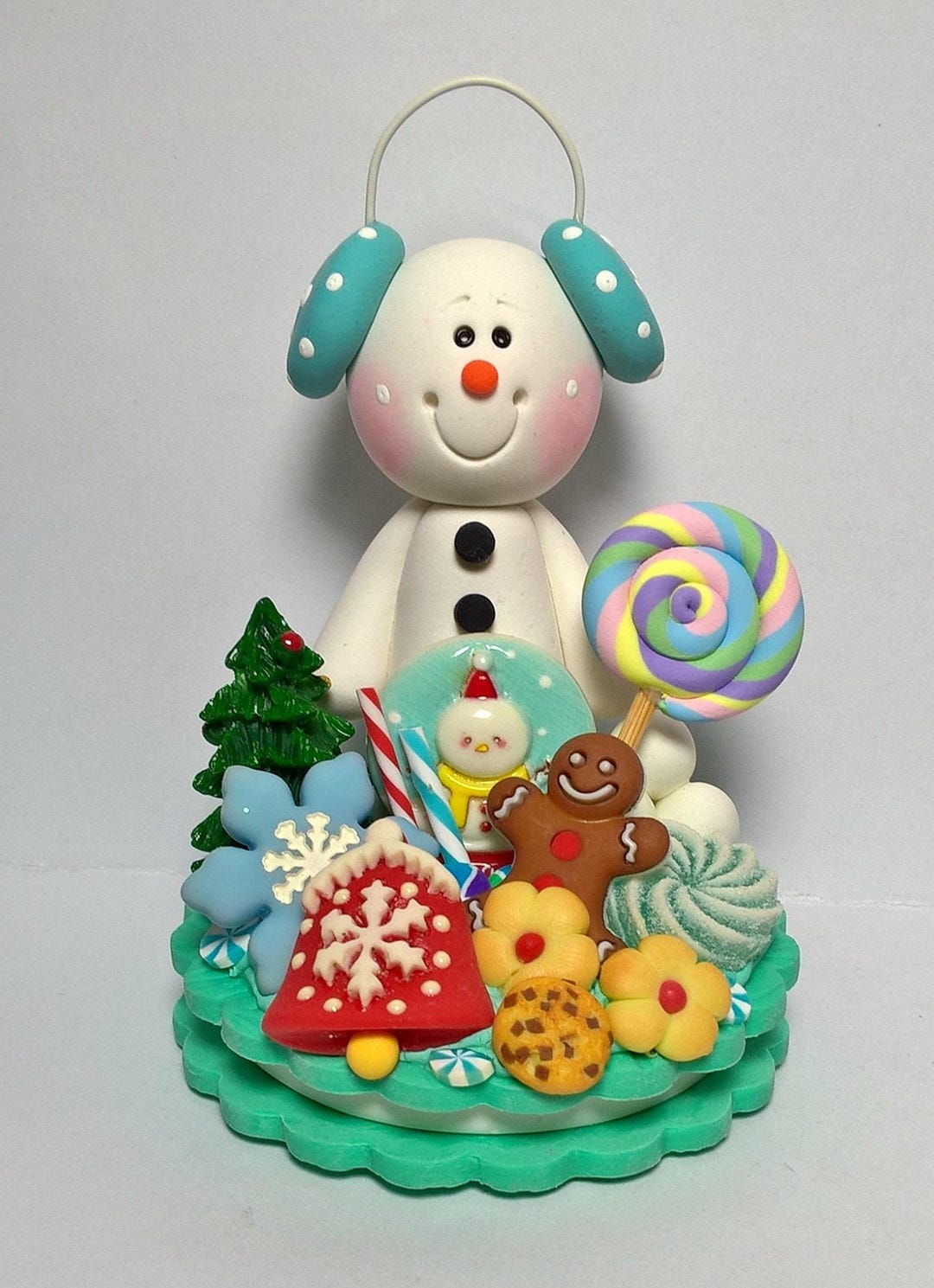 Snowman With Snow Globe and Snowballs on Creamed Filled Cookie Snowman ...