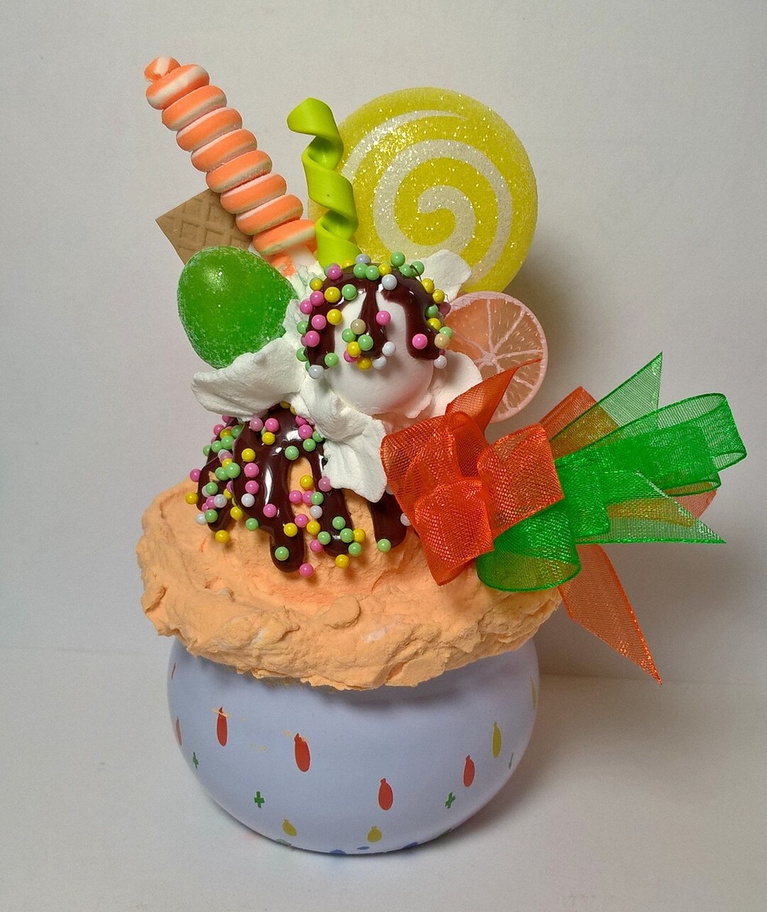 Party Time Faux Ice Cream Dessert in Decorative Metal Tin - Lime ...