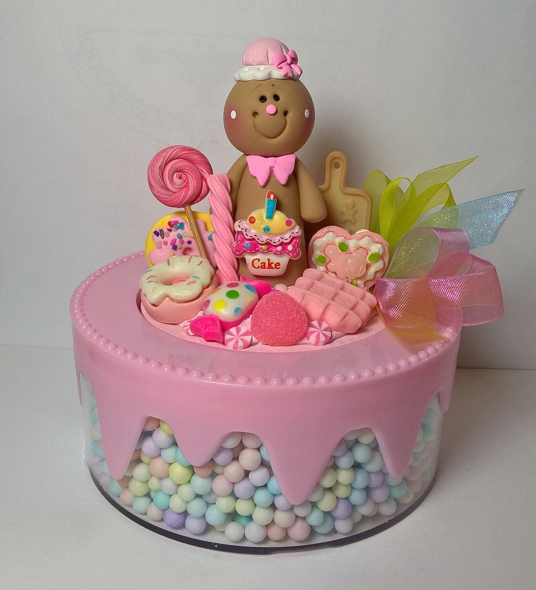 Gingerbread Birthday Cake Topper Cake Styrofoam Balls Polymer Clay ...
