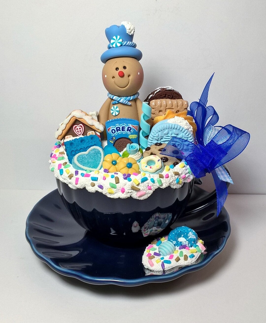 Gingerbread in Navy Blue Porcelain Tea Cup With Saucer - Oreo Cookies ...
