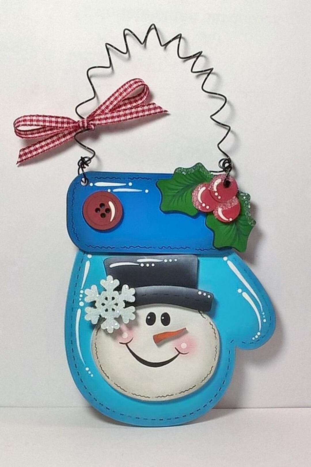 Snowman 3-D Wood Mitten Ornament - Snowman With Mitten - Wall Hanger ...