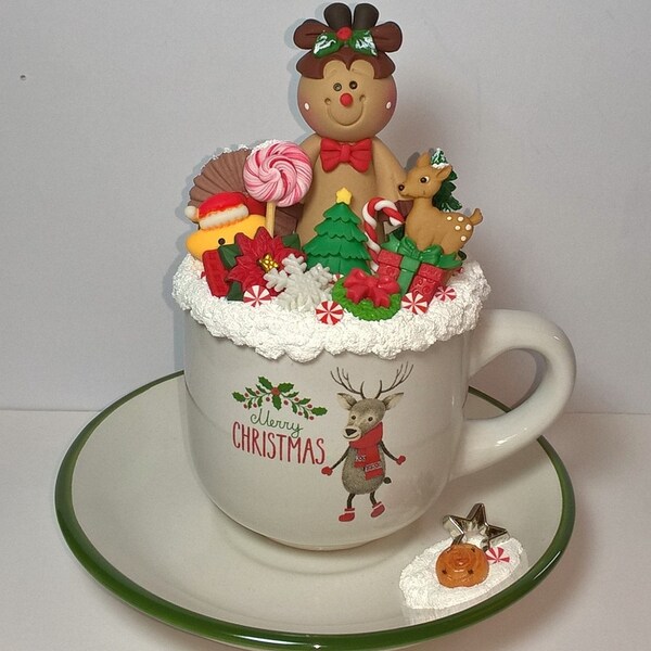 Santa Reindeer Tea Cup and Saucer - Etsy