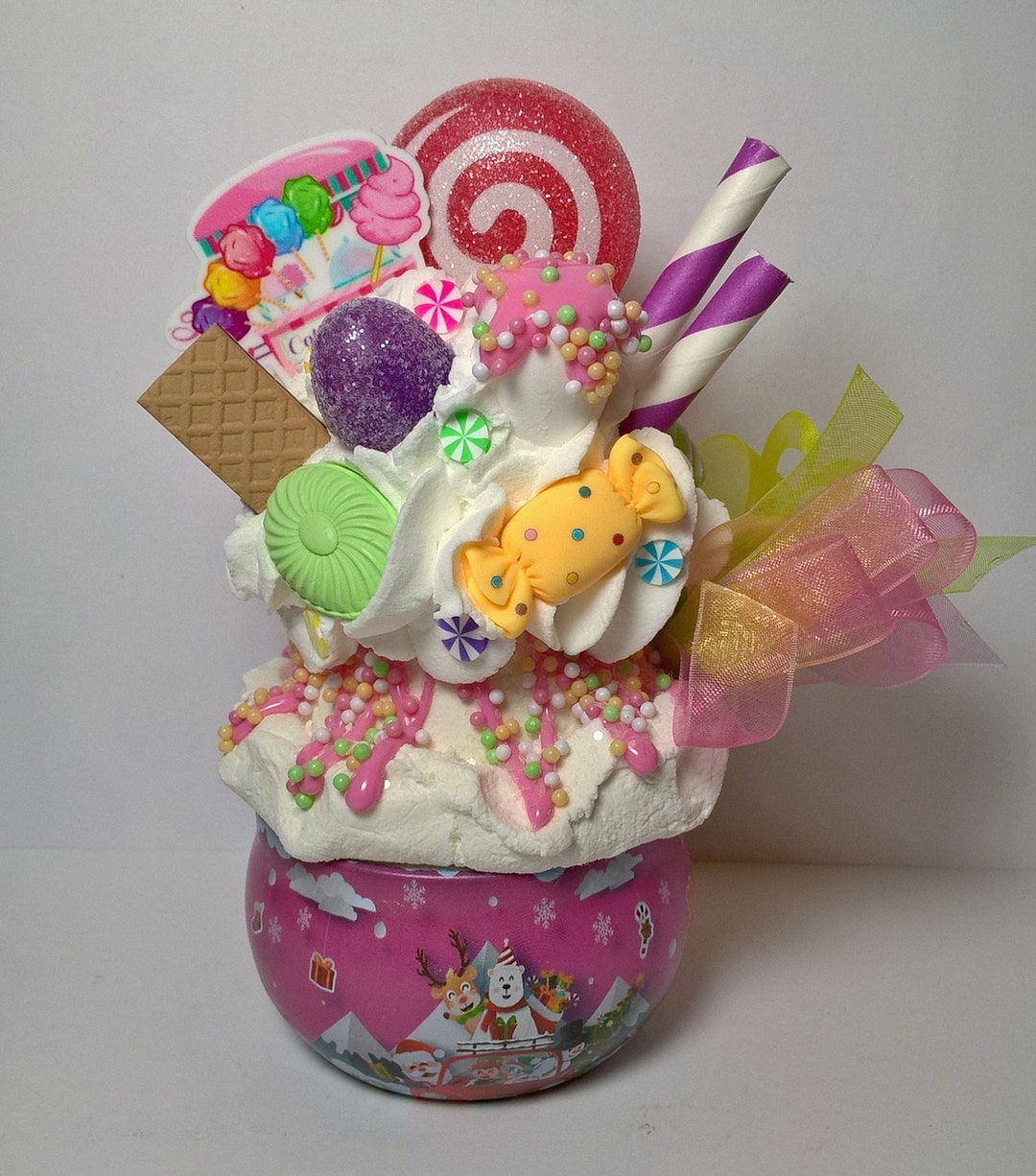 Festive Faux Ice Cream Dessert in Decorative Metal Tin - Gingerbread ...