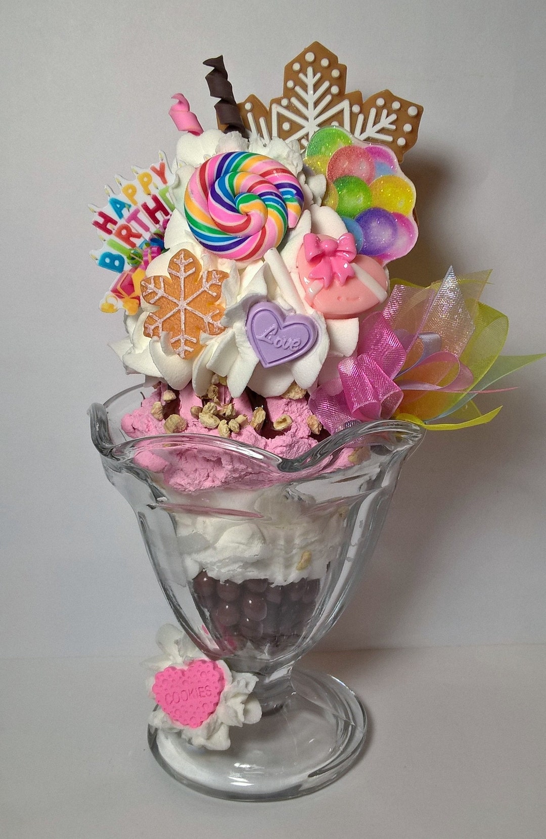 Faux "happy Birthday" Ice Cream Parfait With Malt Balls- Sundae - Sweet ...