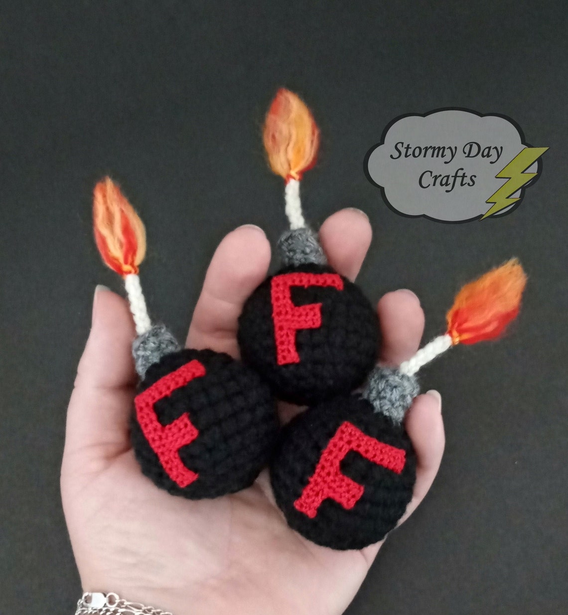 Trio of F-Bombs Lit F Bomb Mini F Bomb Crocheted F Bombs | Etsy