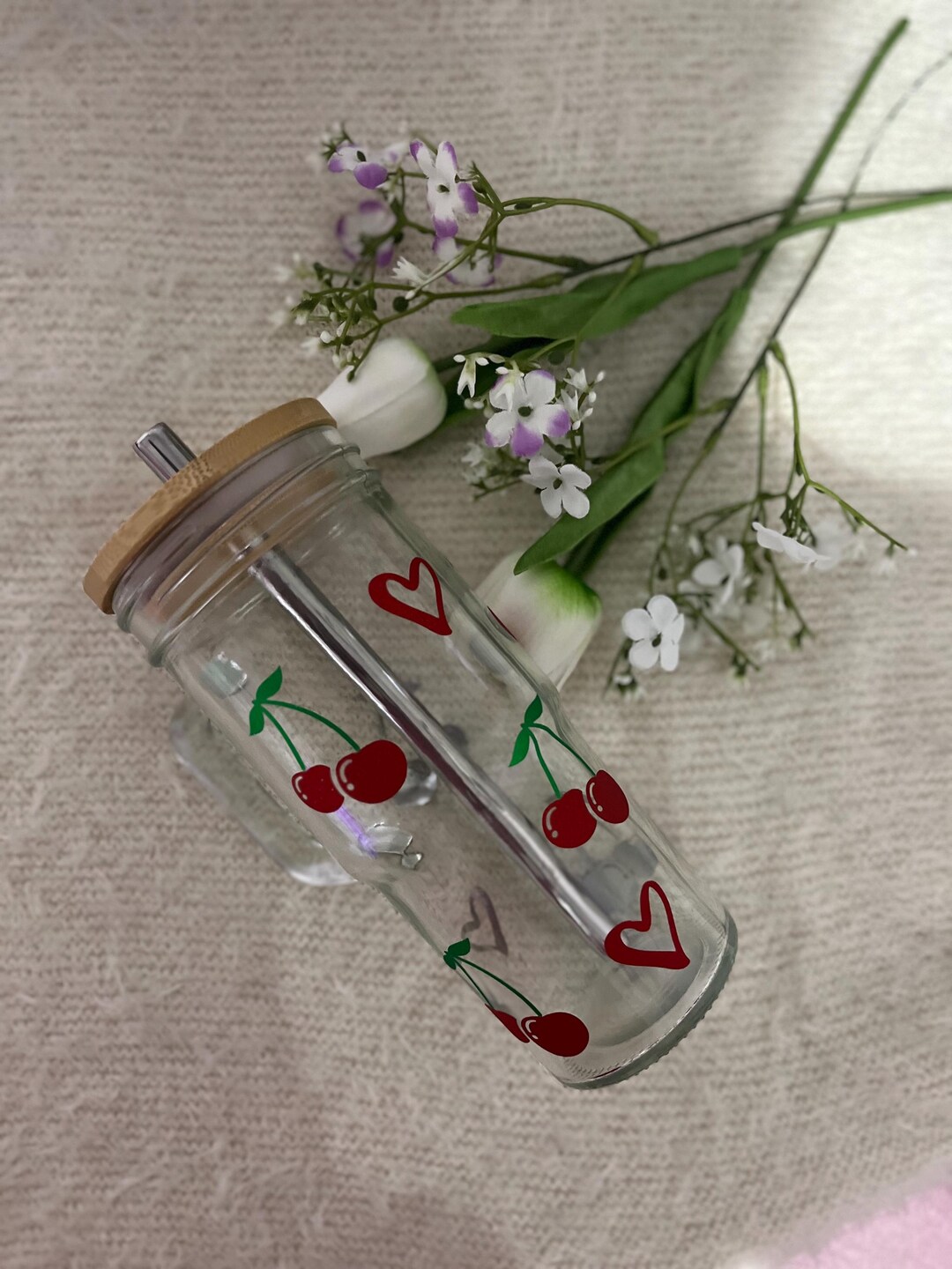 24 Oz Cherry Drinking Glass - Etsy