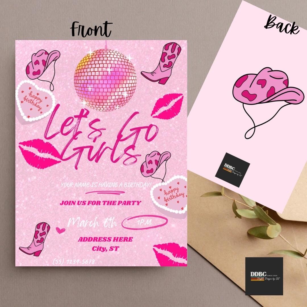 Pink Cowgirl Birthday Invitation: Howdy Party, Pony Theme (digital ...