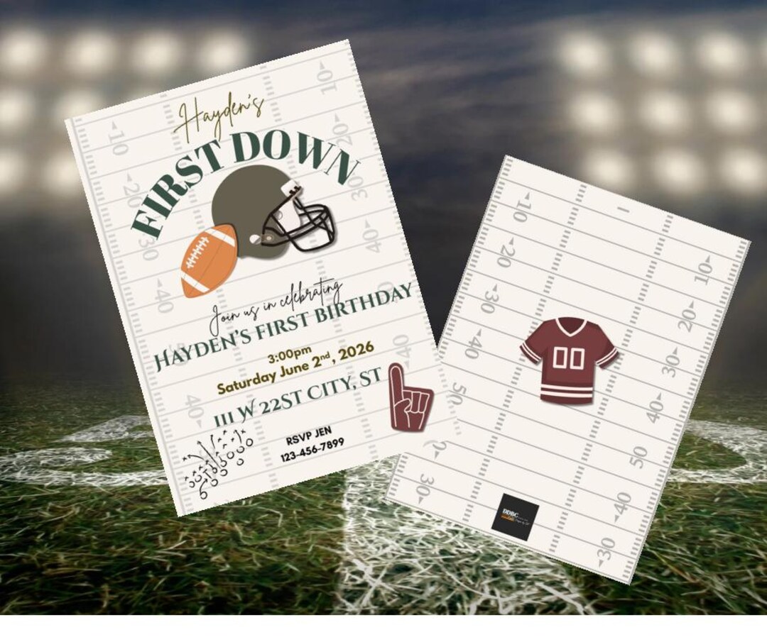 Football First Birthday Invitation: Customizable Template (digital ...