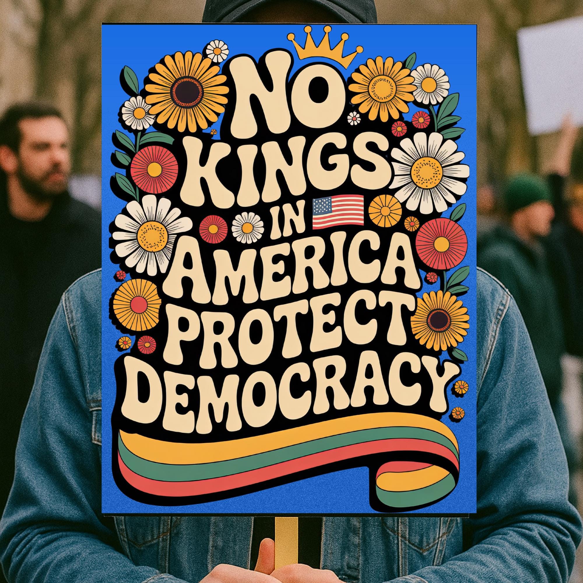 Protect Democracy, No Kings Protest Sign, Anti-trump, Political ...