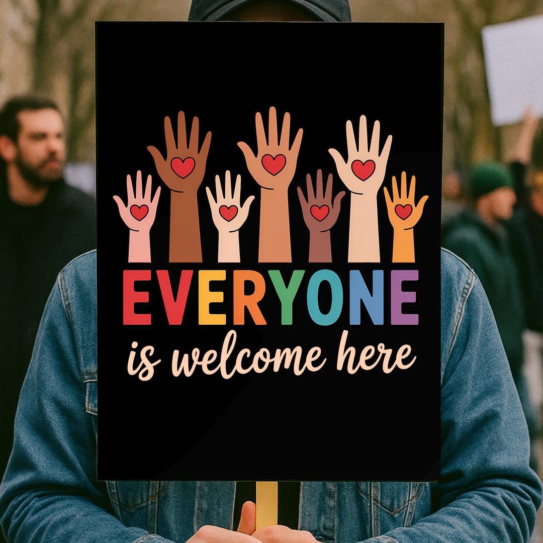 Everyone is Welcome Here,protect Democracy, No Kings Protest Sign, Anti ...
