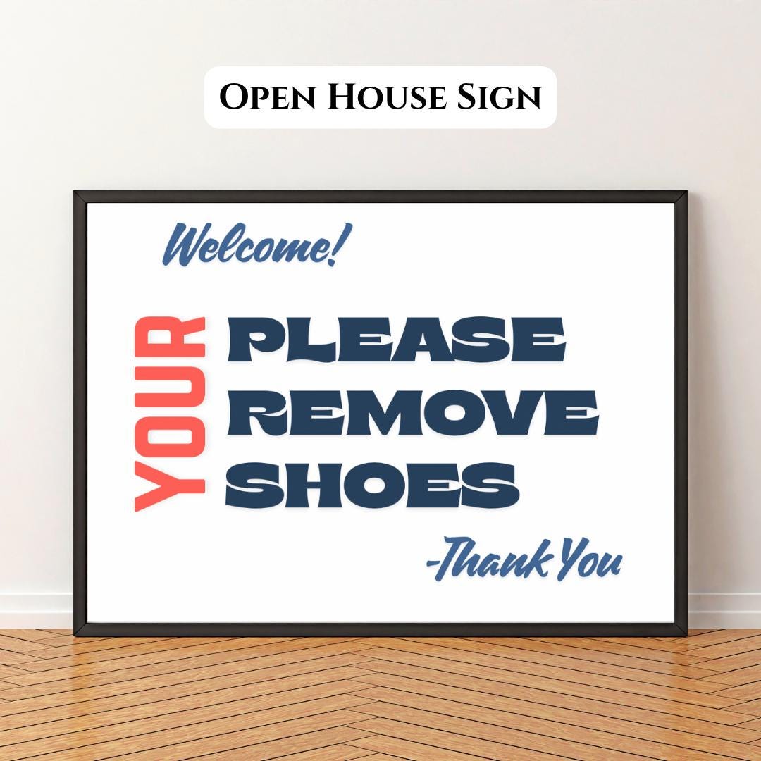 Open House Shoes off Sign Template: Realtor Printable (digital Download ...