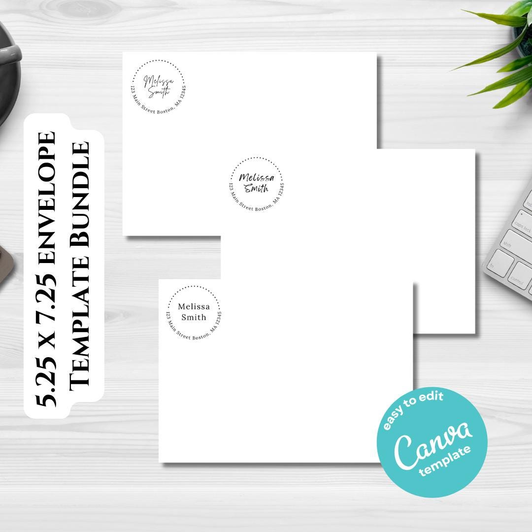 5x7 Envelope Template Bundle, Customizable Template for Canva, Editable ...