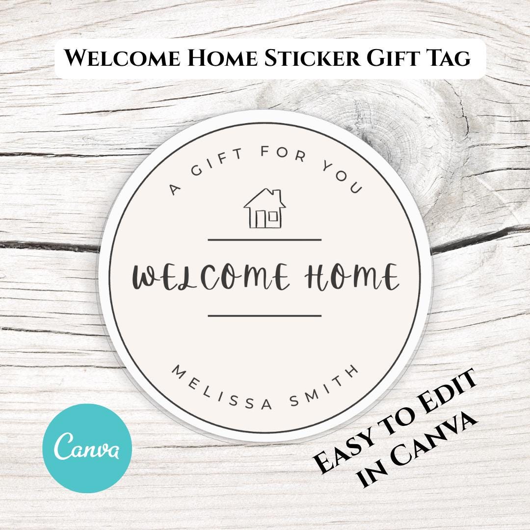 Welcome Home Real Estate Sticker Template, Editable Canva Round Label ...