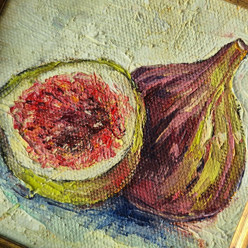 Rustic Fig Still Life Oil Painting in Vintage Gold Frame – Small ...