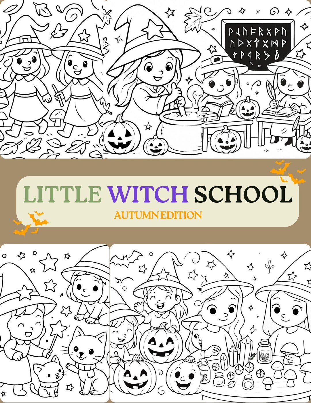 Little Witch School Coloring Pages| Autumn Edition for Kids| Instant ...
