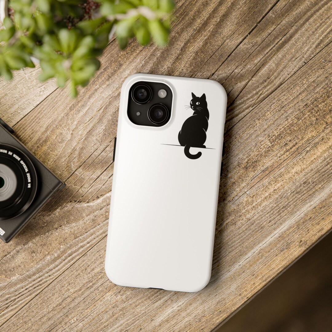 Cat Silhouette Phone Case, Tough Phone Cases, Cat Lover Gift, Black Cat ...