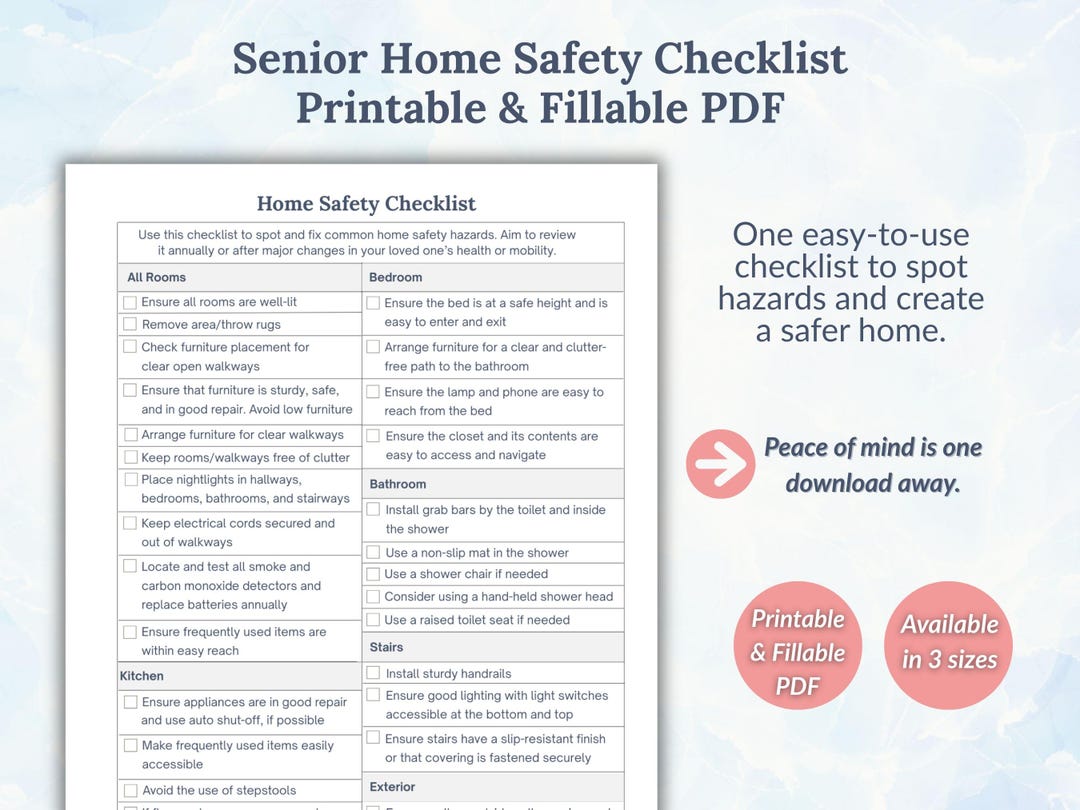 Printable Home Safety Checklist for Family Caregivers | Senior Safety ...