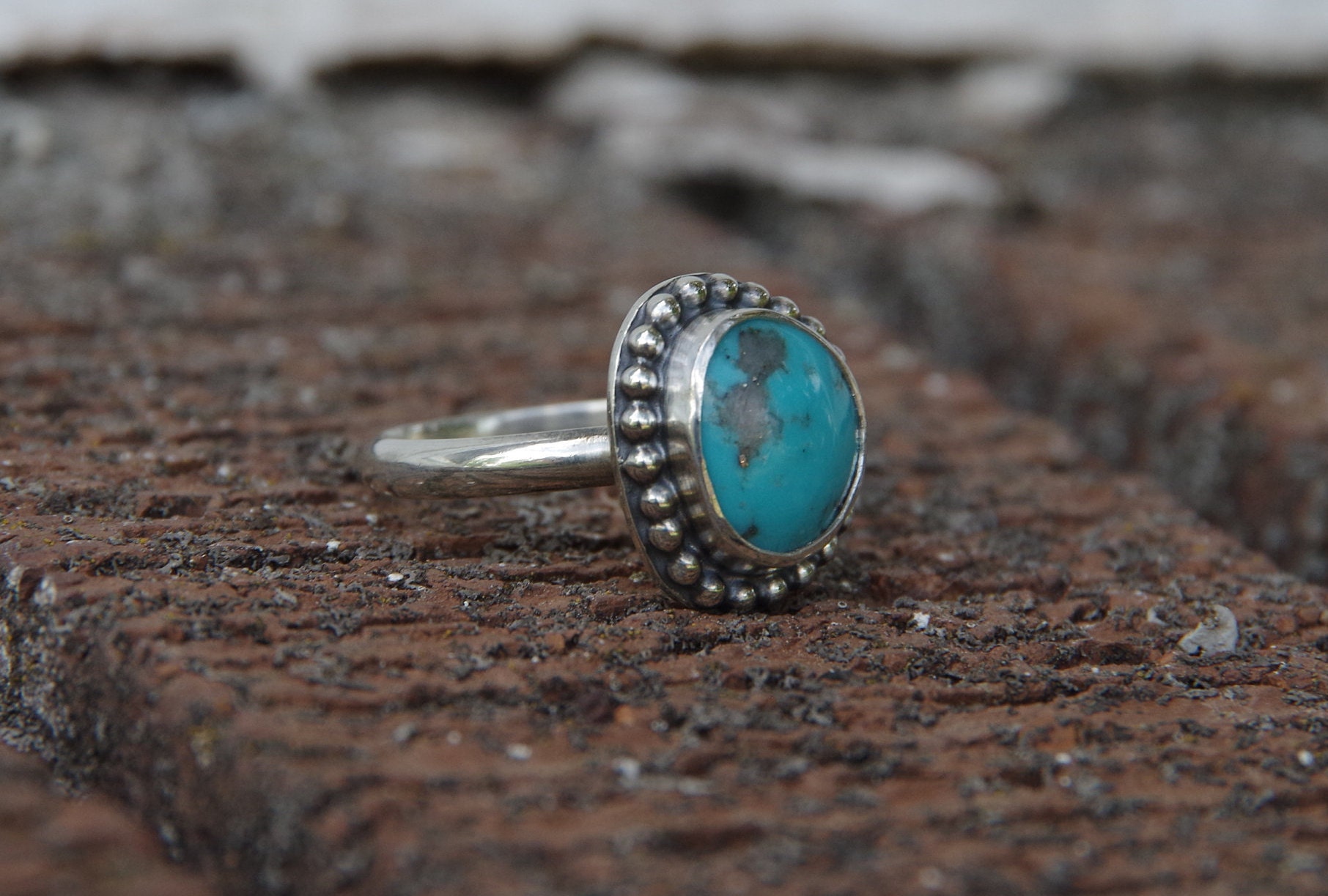 Turquesa Anillo turquesa de plata de ley hecho a mano - Etsy España