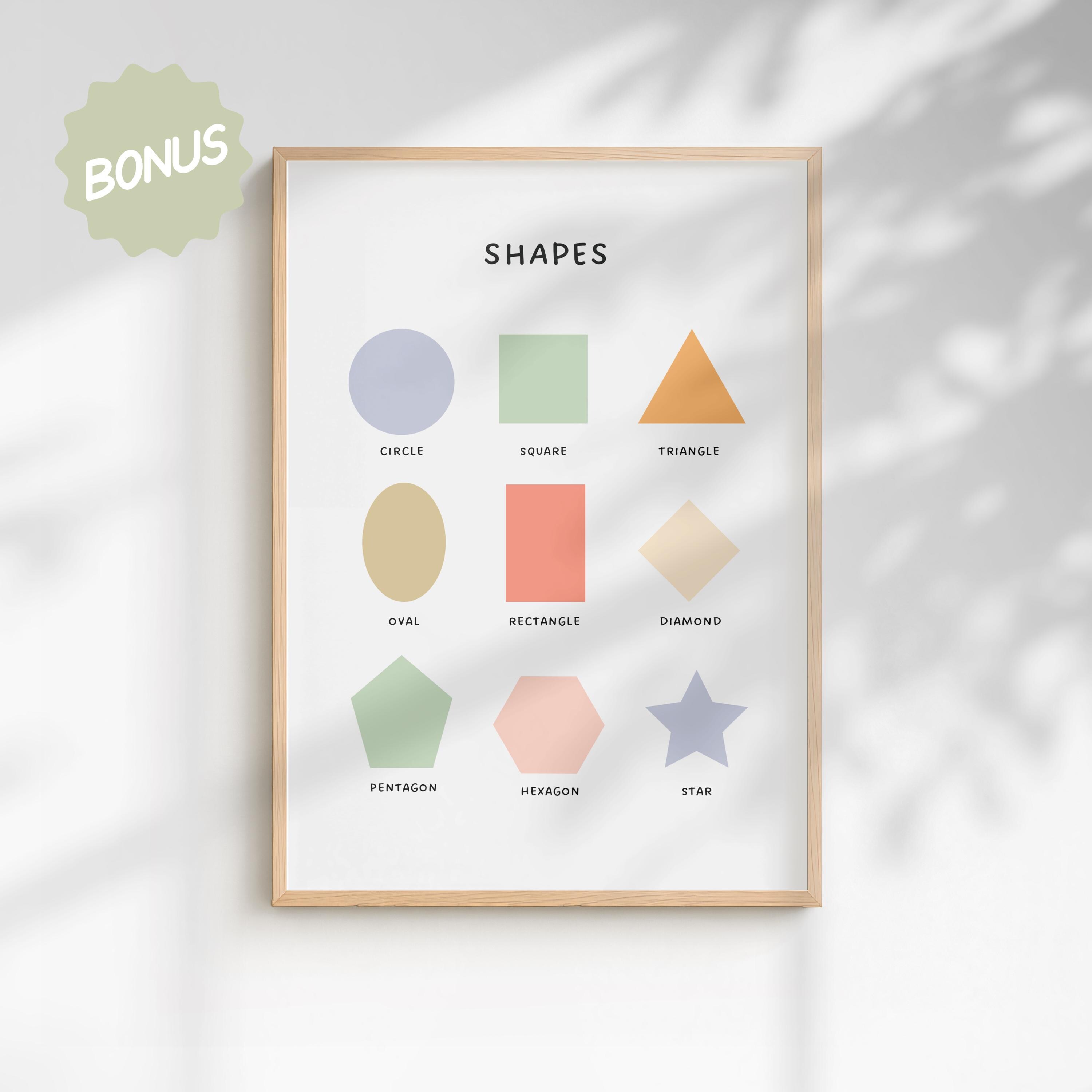Shapes Educational Poster, Nursery Wall Art, Montessori Nursery Print ...