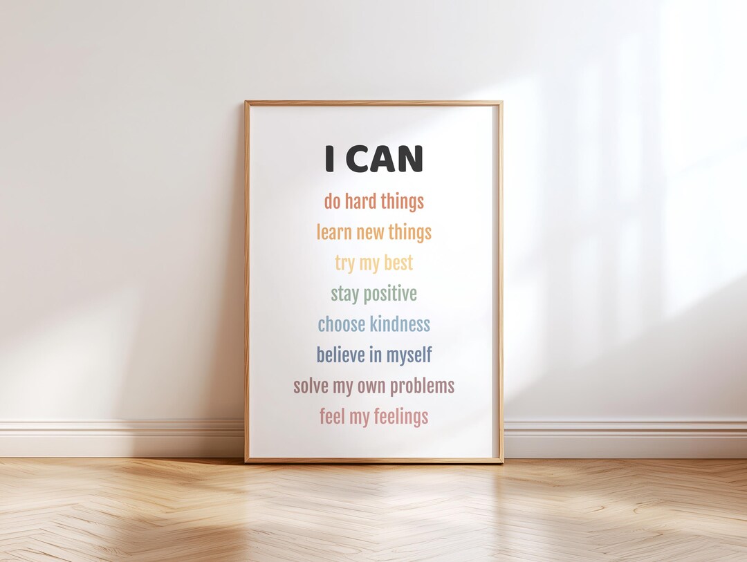 Words of Affirmations Poster, I Can Do Hard Things, Positive ...