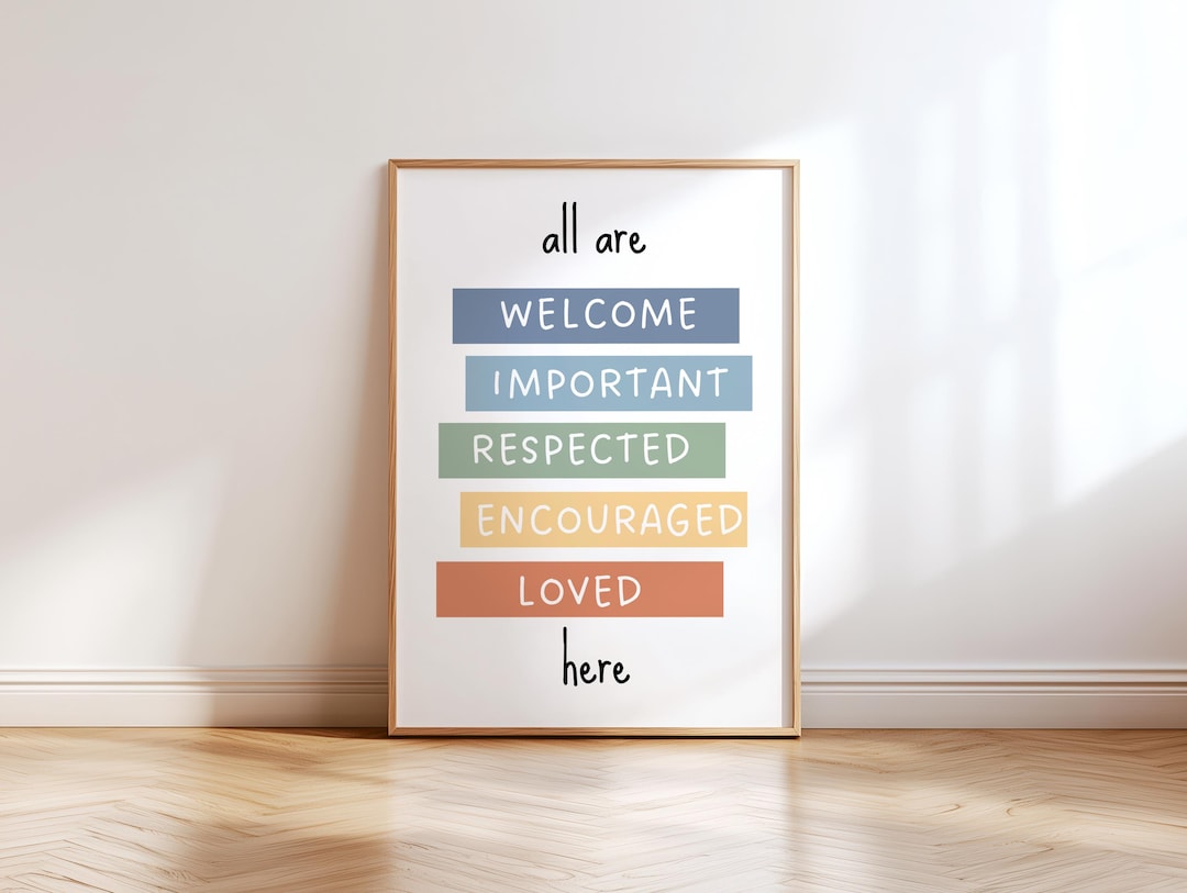 All Are Welcome Print, Kids Wall Art, Diversity Affirmation Poster ...
