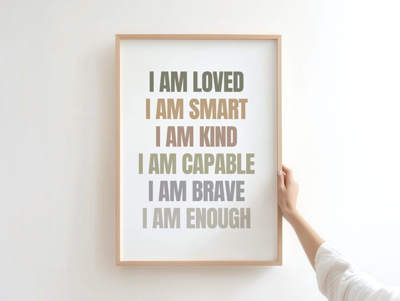 I Am Enough Poster, Kids Affirmations Wall Art, Playroom Print, Kids ...