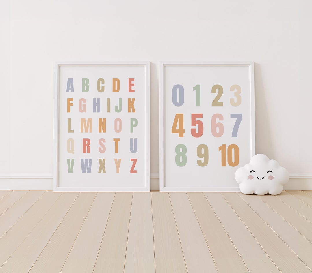 Educational Posters, Neutral ABC Poster, Neutral Numbers Print, Kids ...