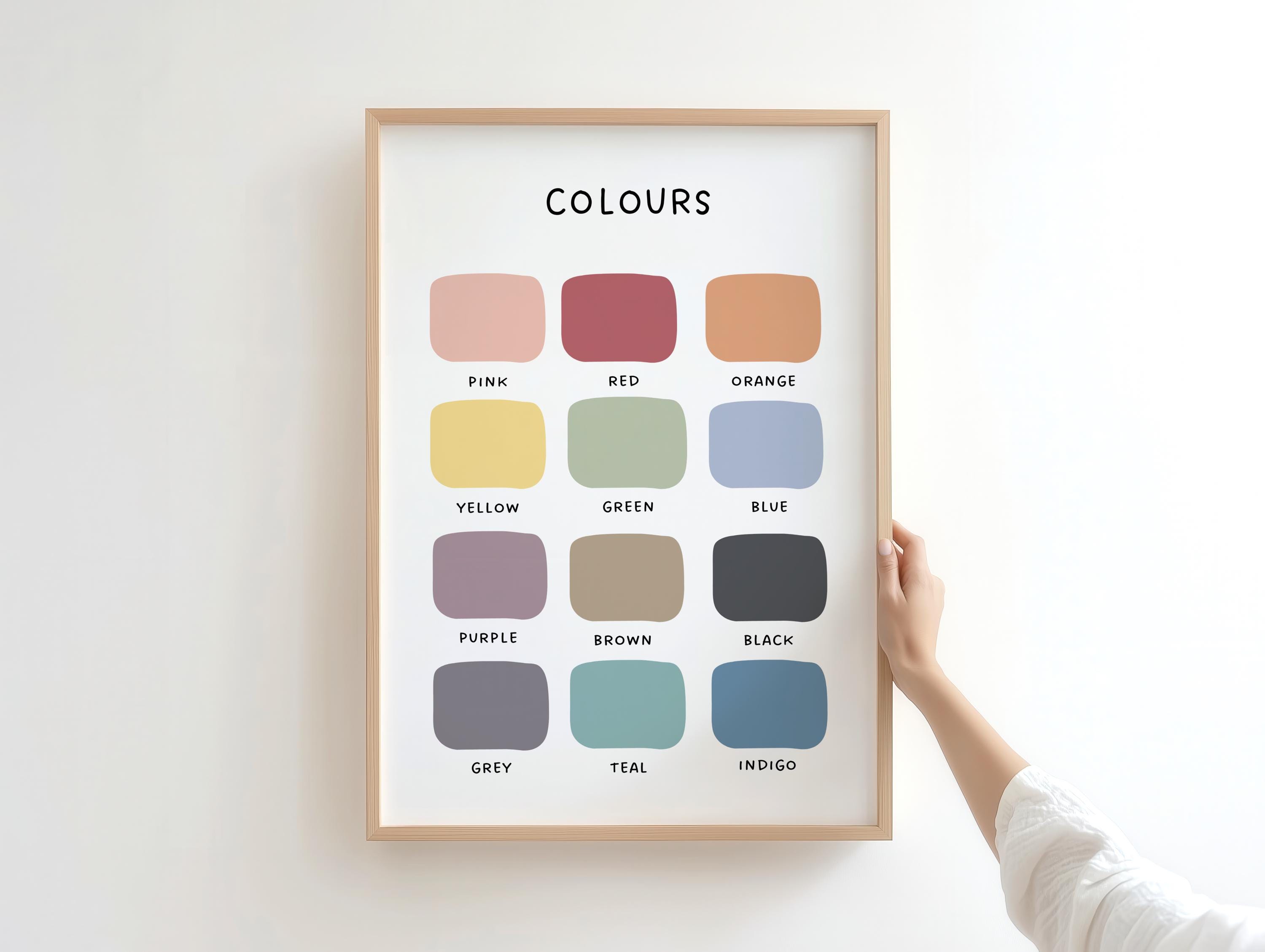 Colors Educational Poster Printable, Montessori Color Chart for Kids ...