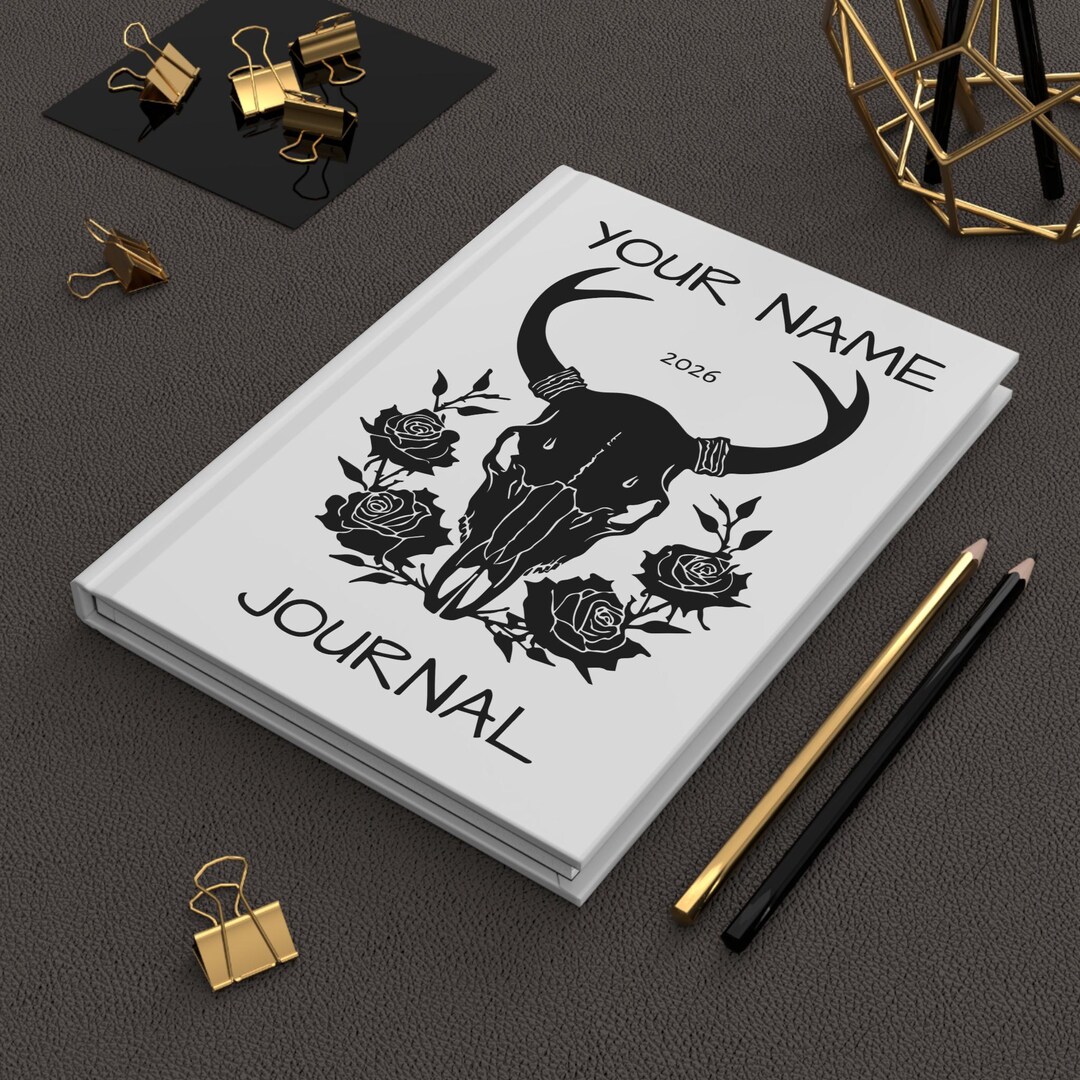 Personalized 2026 Skull & Roses Lined Journal - A Bold Gift for the ...