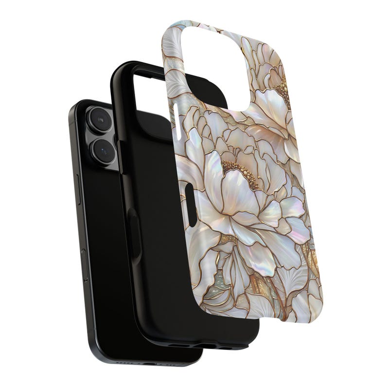 Faux Stained Glass Peony Phone Case, Elegant Floral iPhone & Galaxy ...