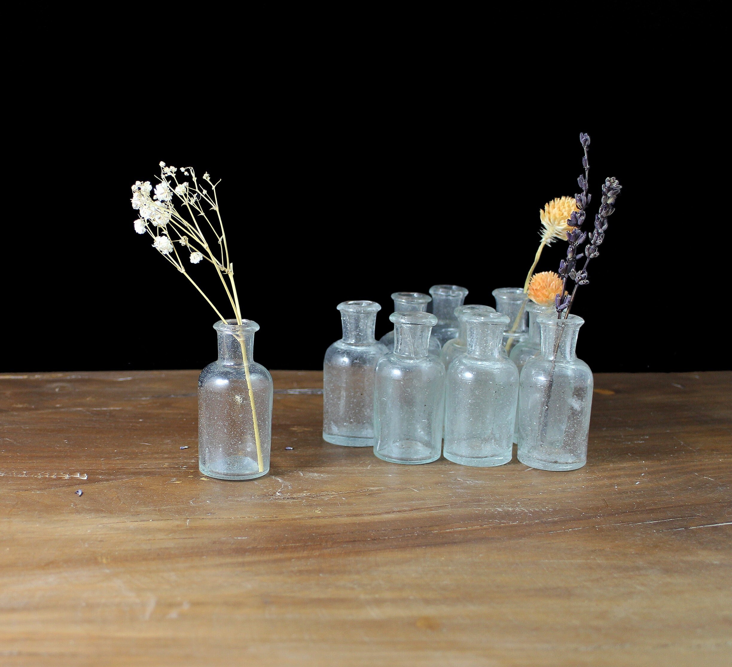 Set of 9 Vintage Tiny Glass Jars Mini Glass Bottles - Etsy