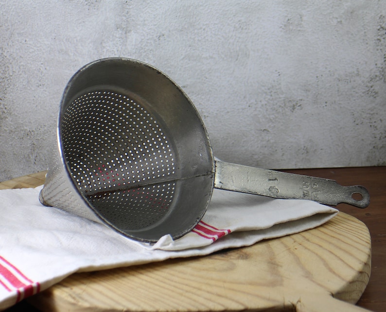 Vintage Cone Sieve Strainer - Aluminum Sieve Colander - Aluminum Funnel ...