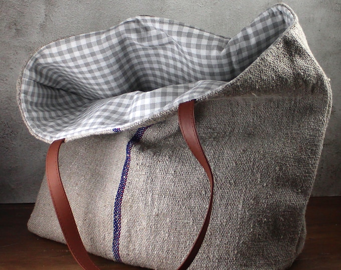 Grainsack Tote Bag - Farmhouse Shopping Bag - Reversible Tote Bag ...