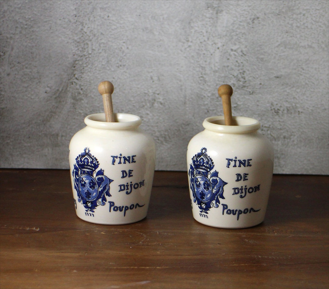 Vintage French Mustard Pots - 2 Dijon Mustard Crock Jars - Etsy
