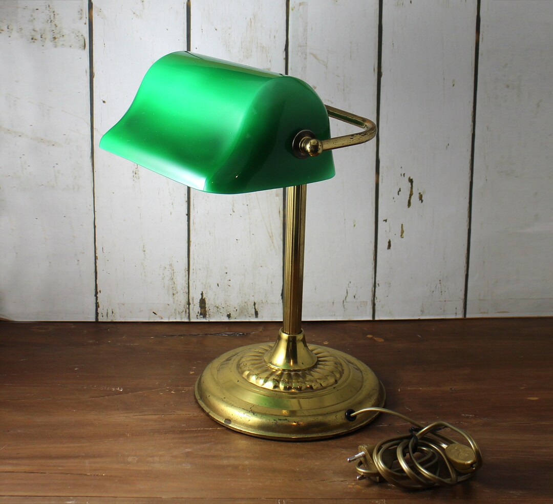 Vintage Bankers Lamp - Vintage Green Lampdesk - Vintage Office Lamp ...