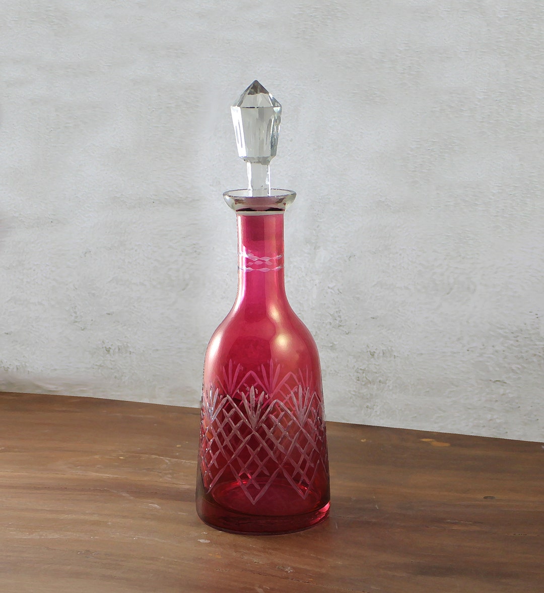 Antique Red Decanter - Vintage French Wine Bottle - Red Carafe - Etsy
