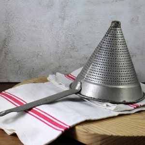 Vintage Cone Sieve Strainer - Aluminum Sieve Colander - Aluminum Funnel ...