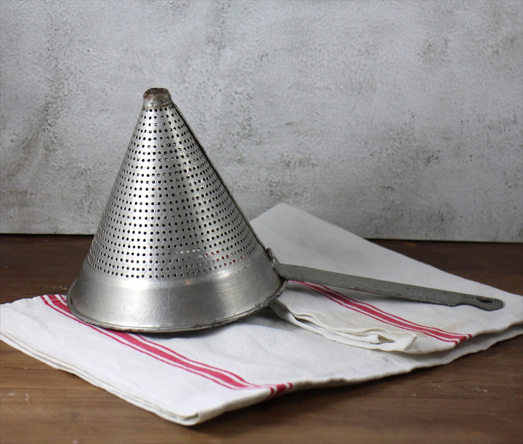 Vintage Cone Sieve Strainer - Aluminum Sieve Colander - Aluminum Funnel ...