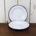 4 Vintage Enamel Plates, White Enamel With Black Rim Enamelware Plates ...