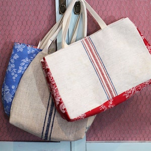 Grainsack Tote Bag Farmhouse Shopping Bag Reversible Tote Bag Natural ...