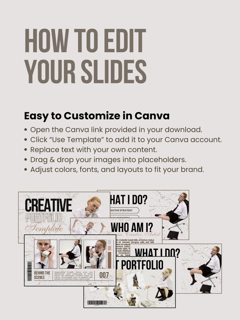 Modern Portfolio Canva Template: Editable Presentation Slides (digital ...
