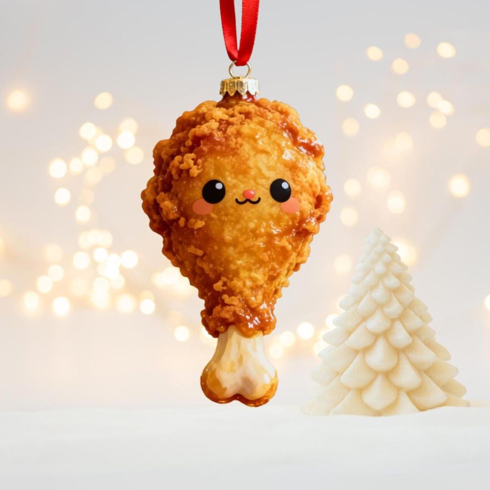Personalized Fried Chicken Ornament, 2D Flat Fun Foodie Christmas Decor ...
