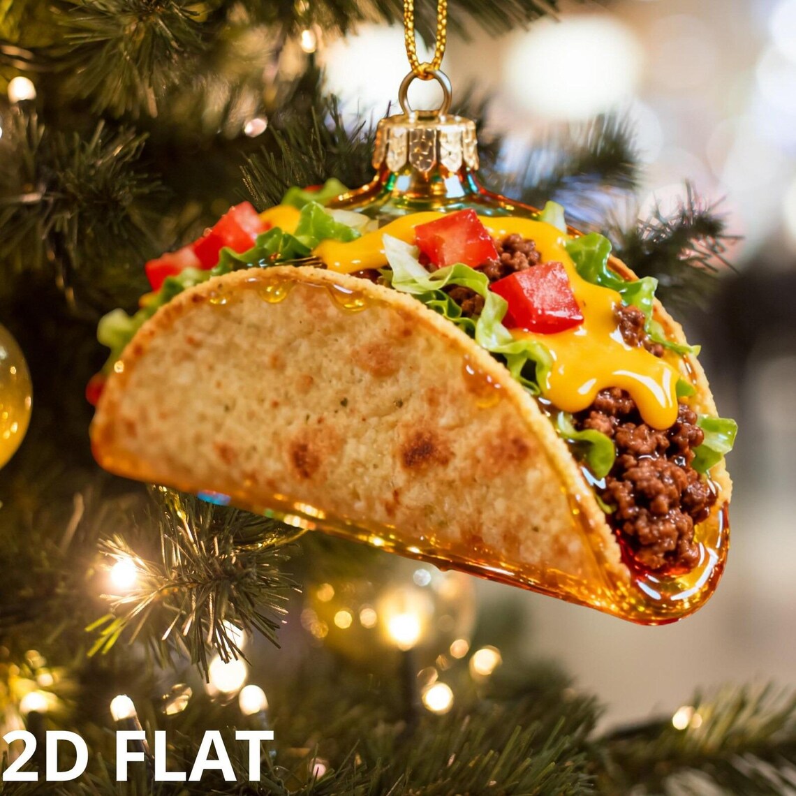 Delicious Glass Taco Ornament, 2D Flat Fun Foodie Christmas Tree Decor ...