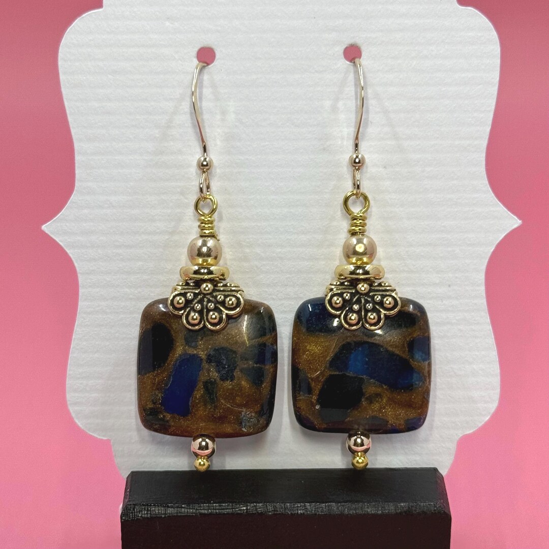 Square Sapphire in Quartz & Pyrite Earrings - Etsy