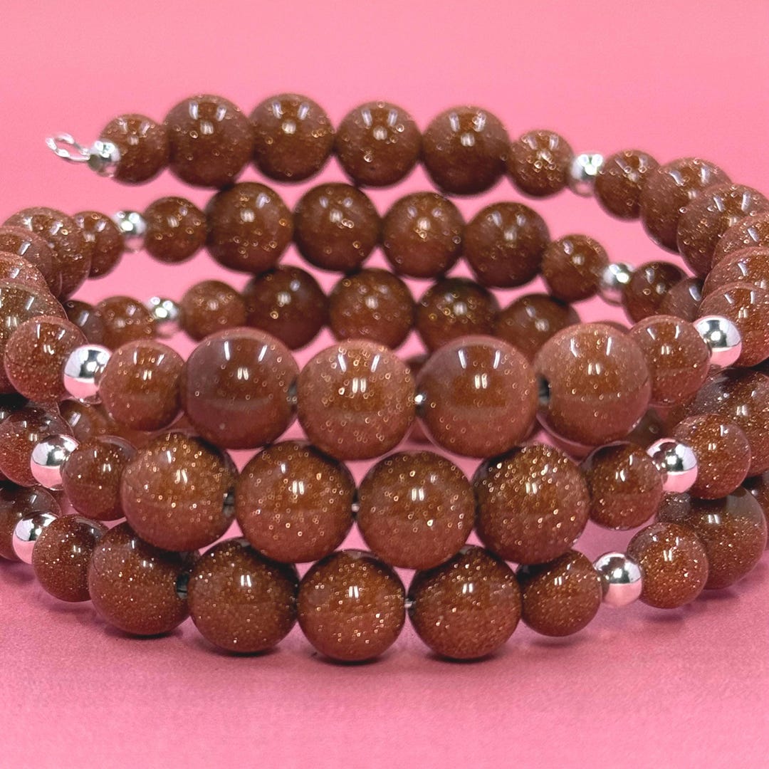 Sparkling Goldstone Memory Wire Bracelet - Etsy