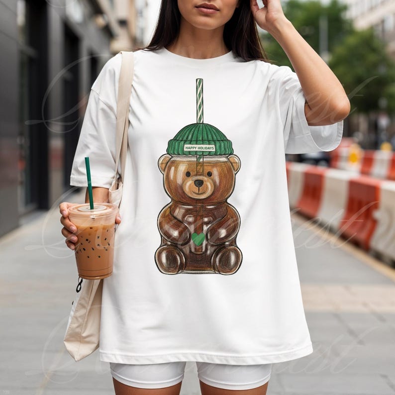 Diseño dibujado a mano de un vaso con forma de oso de Starbucks ...