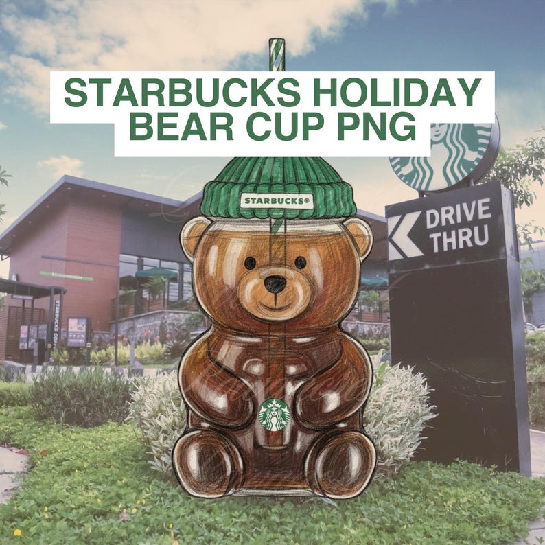 Diseño dibujado a mano de un vaso con forma de oso de Starbucks ...